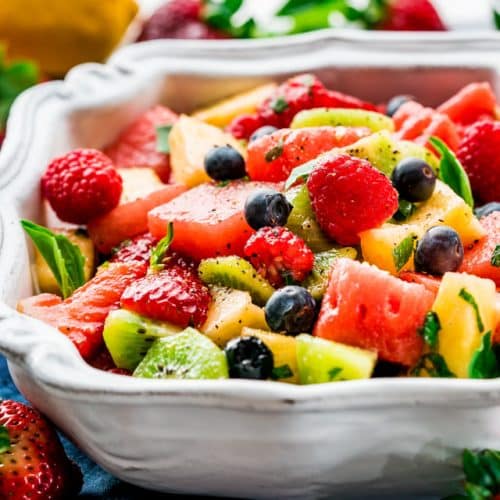 Mixed Fruit with Lemon-Basil Dressing - Jo Cooks