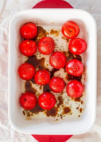 Creamy Polenta with Grilled Steak and Roasted Tomatoes - Jo Cooks