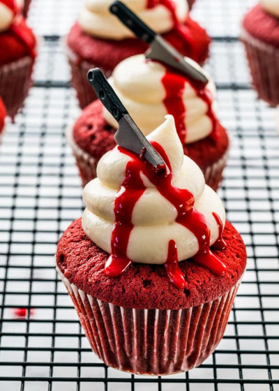 Halloween Red Velvet Cupcakes - Jo Cooks