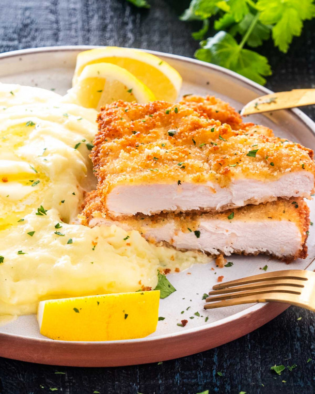 Crispy, Golden Chicken Schnitzel - Jo Cooks