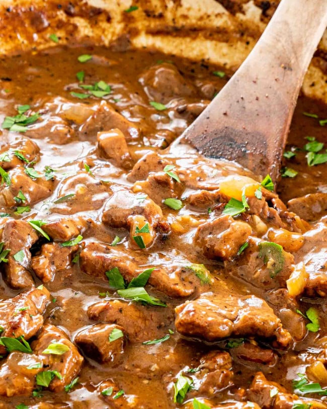 Beef Tips with Gravy Recipe | Tender Beef in Homemade Gravy - Jo Cooks