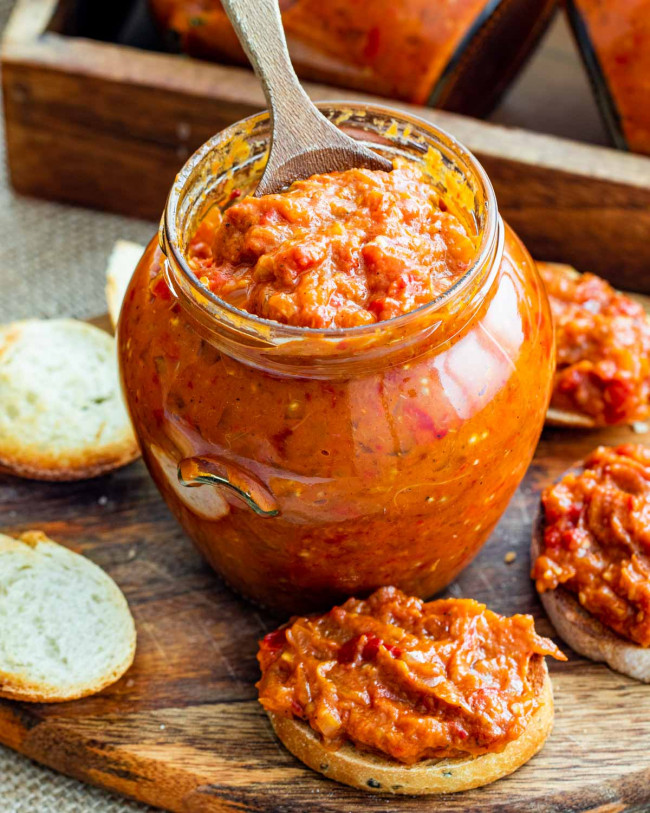 Roasted Eggplant and Pepper Spread (Zacusca) - Jo Cooks