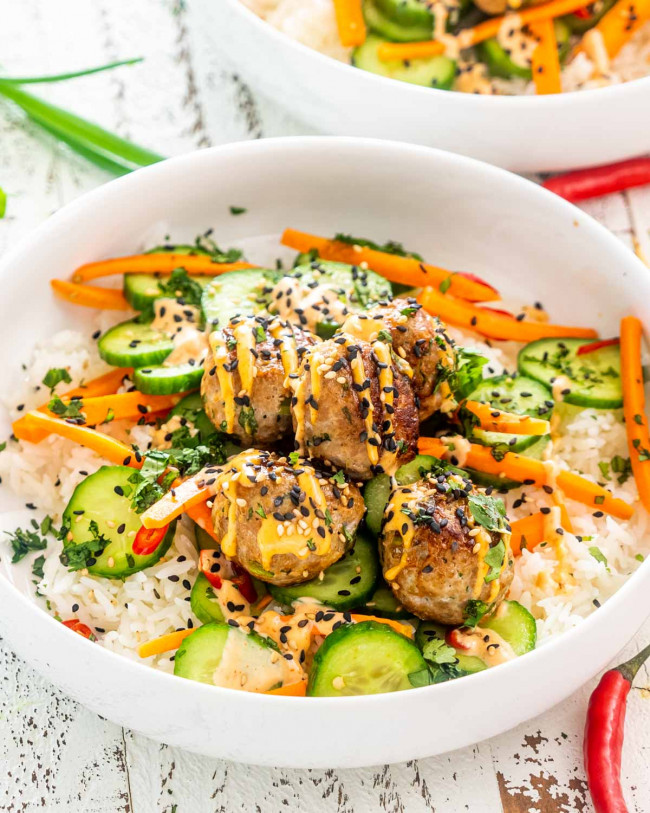 Meatball Banh Mi Bowls - Jo Cooks