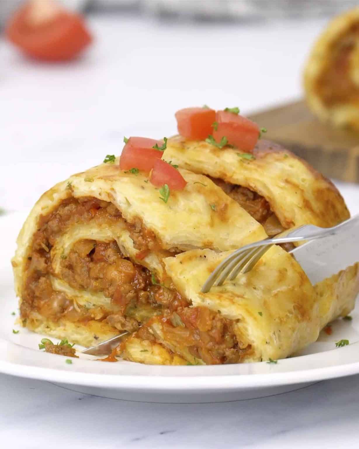 Cheesy Beef and Potato Roll - Jo Cooks