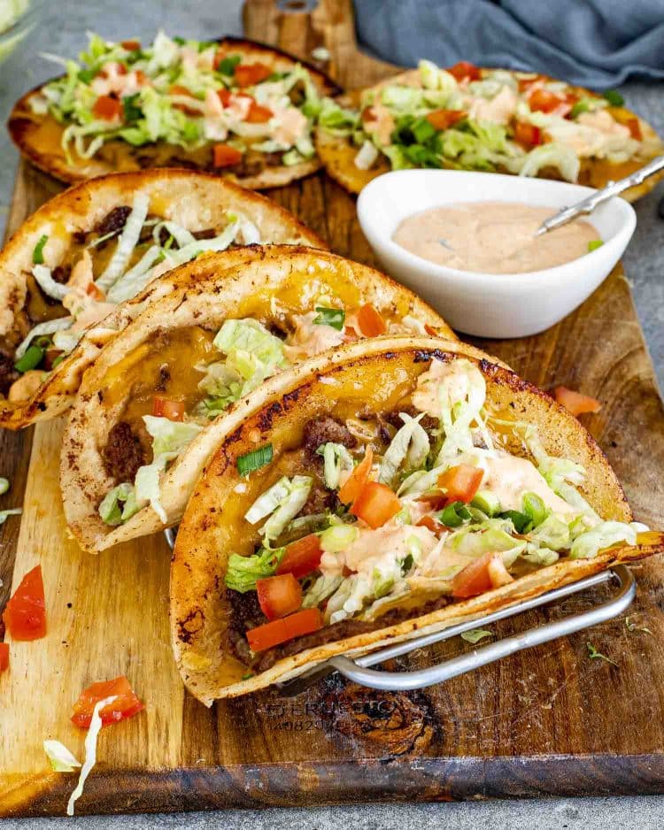 Smashed Burger Tacos - Jo Cooks