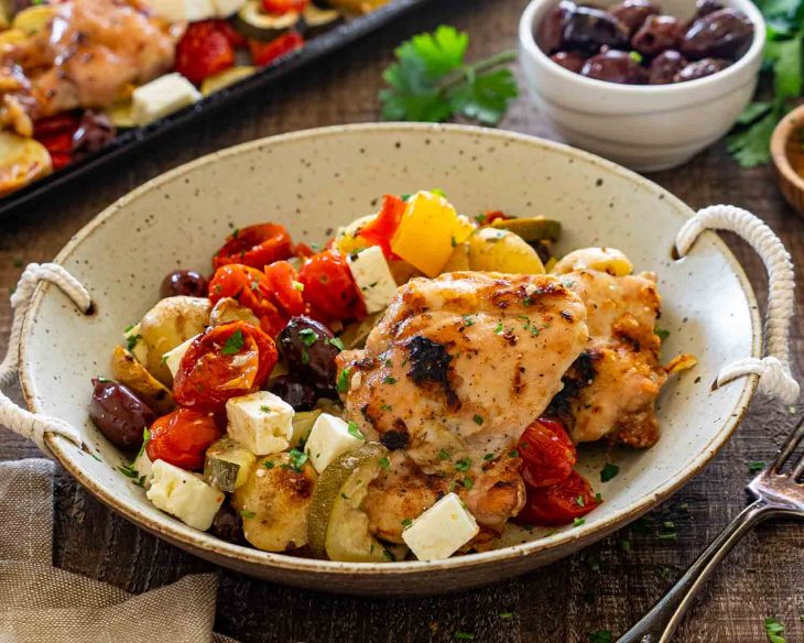 Greek Sheet Pan Chicken and Veggies - Jo Cooks