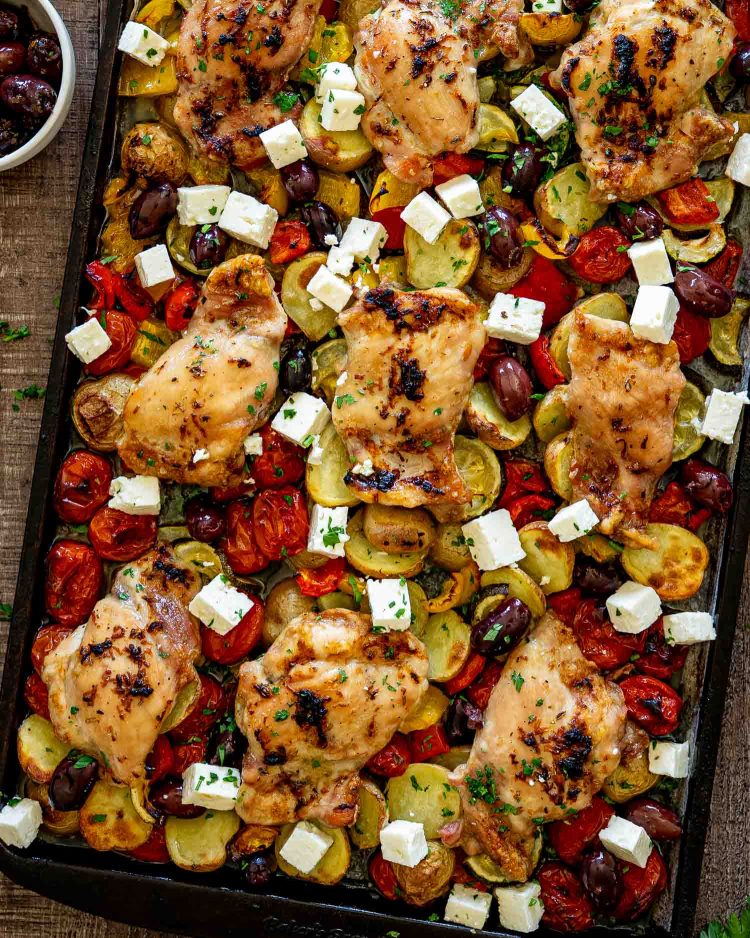 Greek Sheet Pan Chicken and Veggies - Jo Cooks